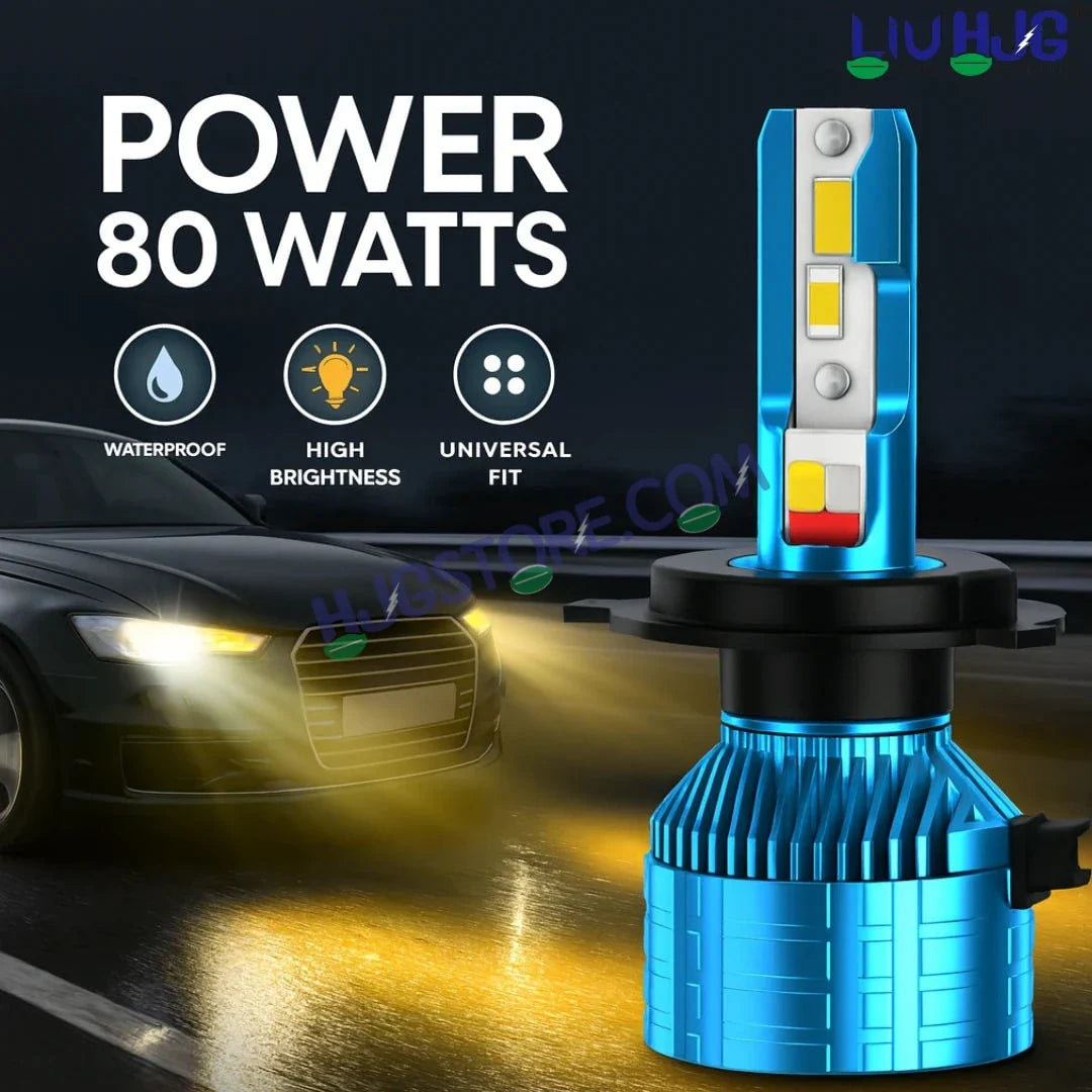 HJG M2 Mini Remote Control RGB 80W White/Yellow/Red/Blue/Flash H4 Dual ...