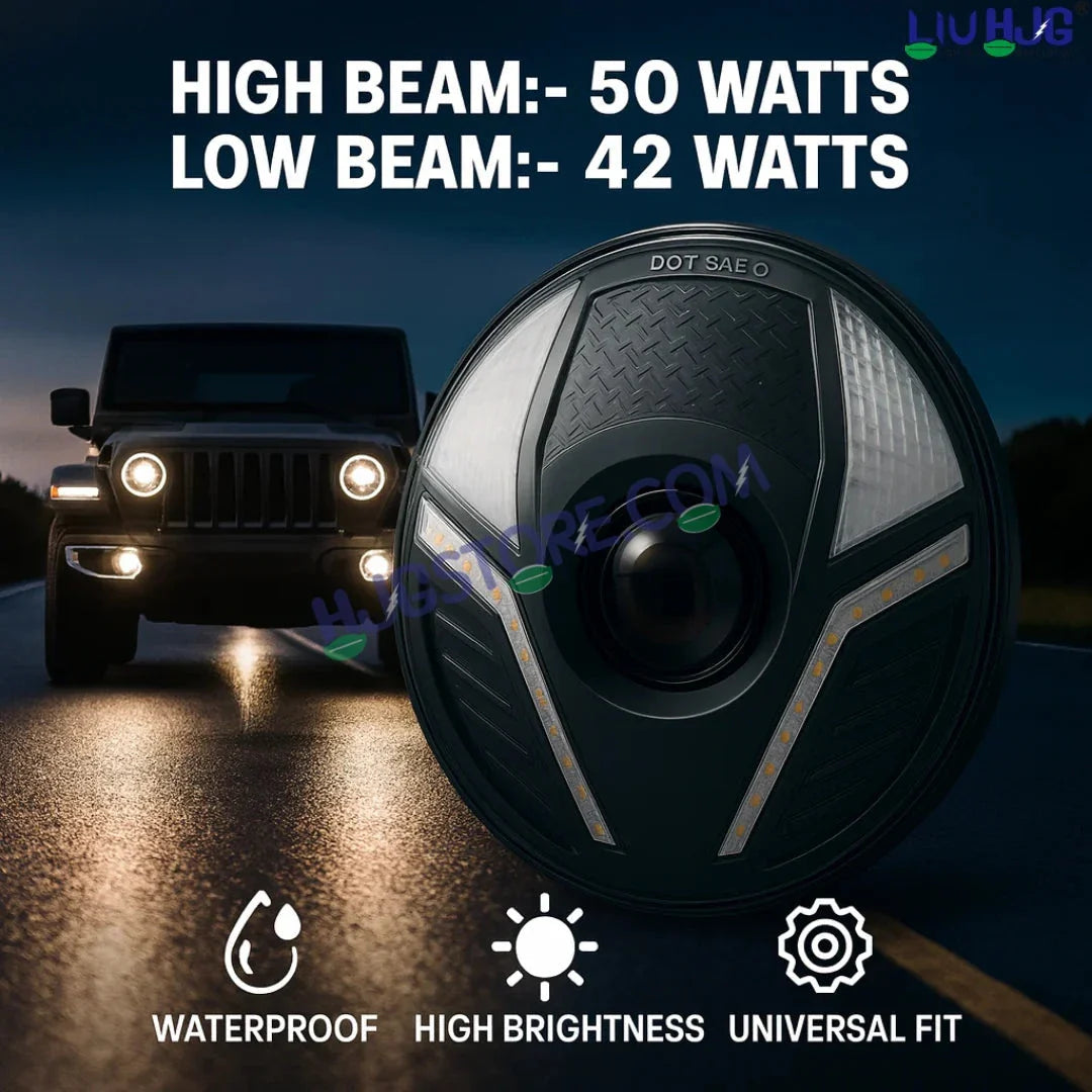 HJG Alien 7 Inch Headlight DRL 92W Projector Ultra Wide 7 Inch Headlig ...