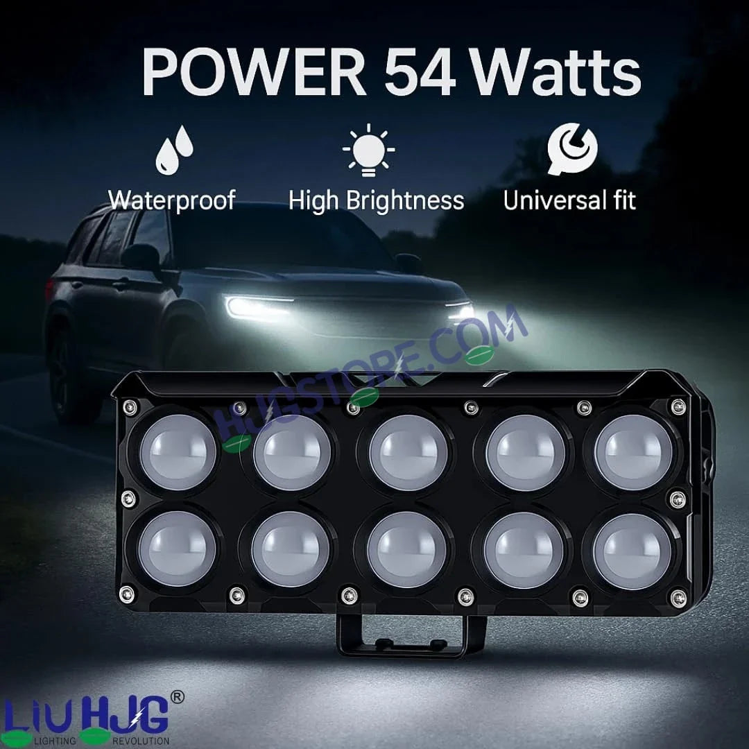 HJG 10 Lens Cube Red Blue 54W JC-34 Foglight with Red Blue Flash Mode ...