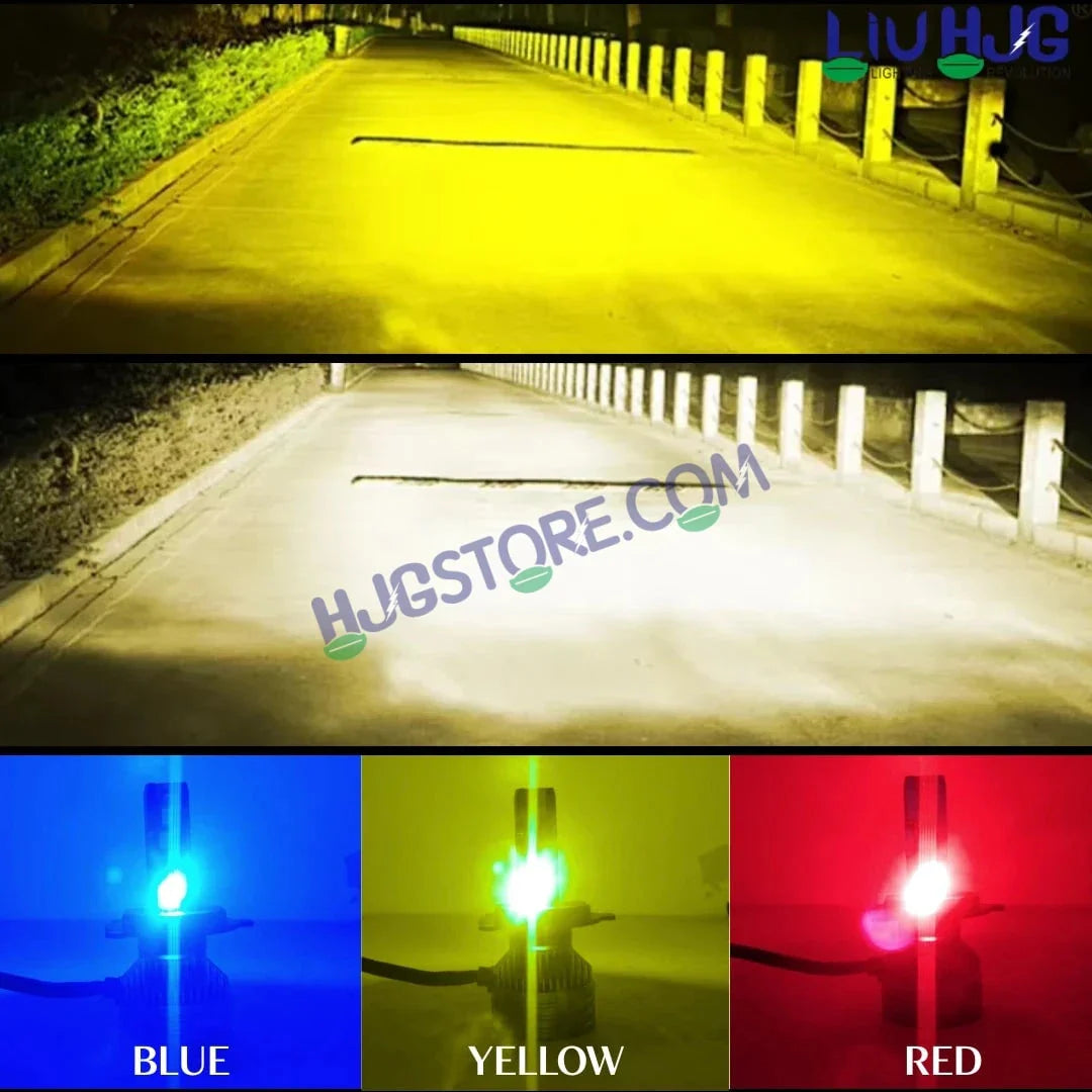 HJG M2 Mini Remote Control RGB 80W White/Yellow/Red/Blue/Flash H4 Dual ...